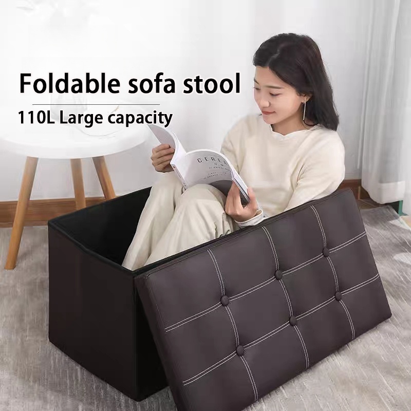 【SG Stock】Sofa Storage Stool Ottoman Foldable Bench storage stool box ...