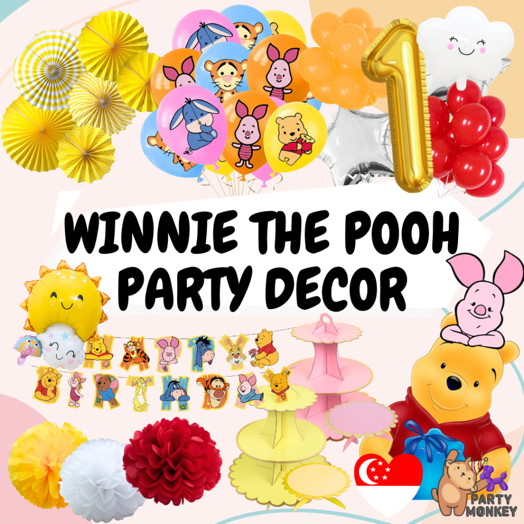 [SG Seller] Winnie the Pooh Balloon Decoration Happy Birthday Party ...