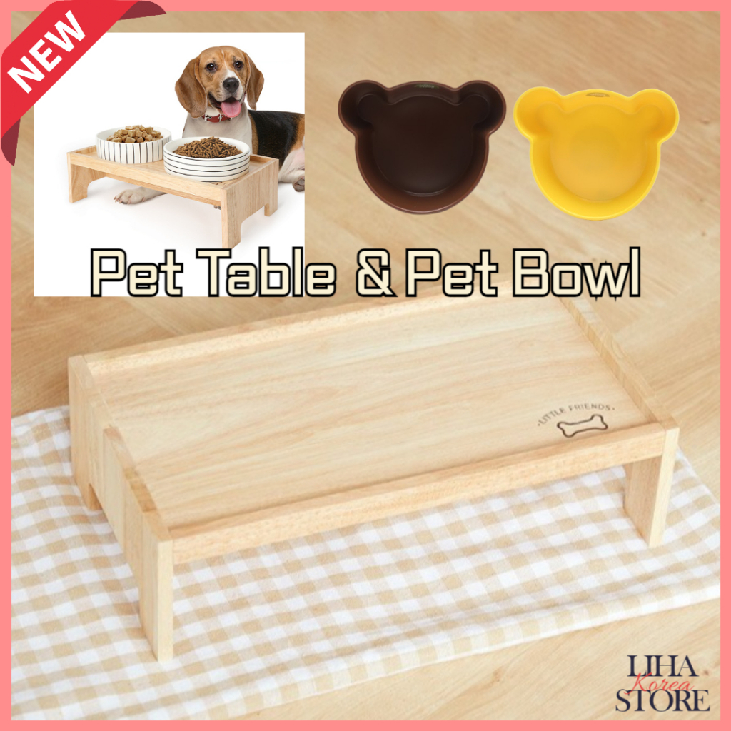Pet Wood Table Pet Table Cat Table Cat Bowl Pet Bowl Puppy Bowl Food ...