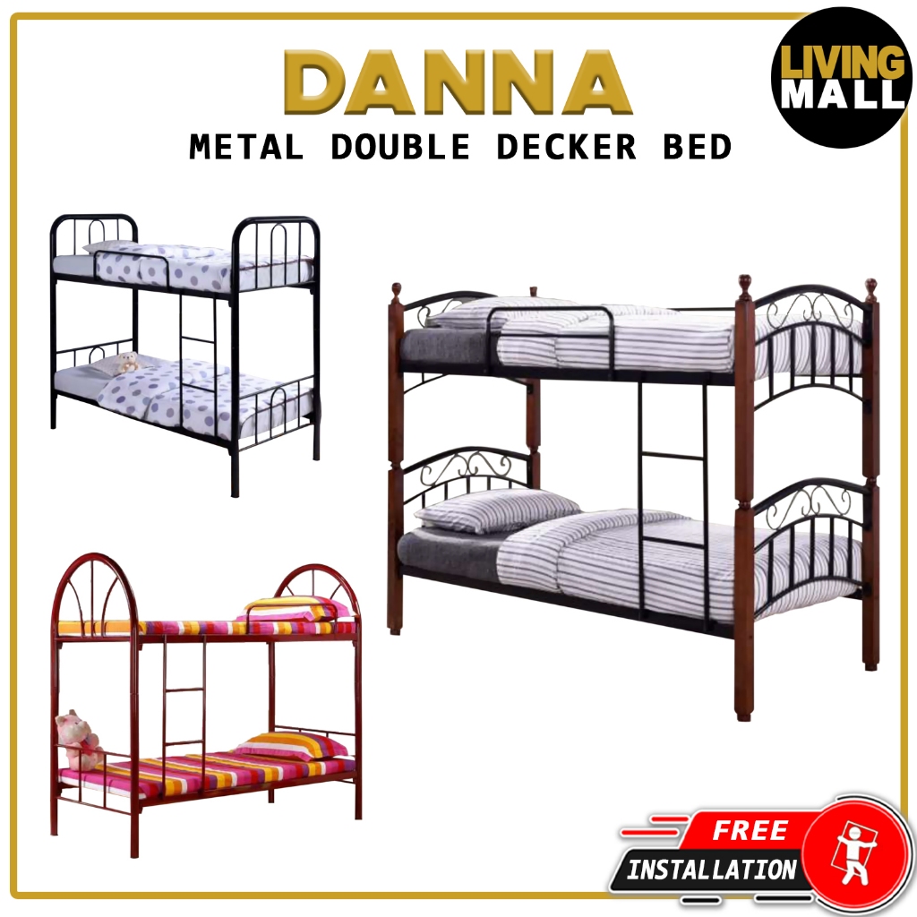 Living Mall Danna Single Double Decker Bed Frame with Optional Mattress ...