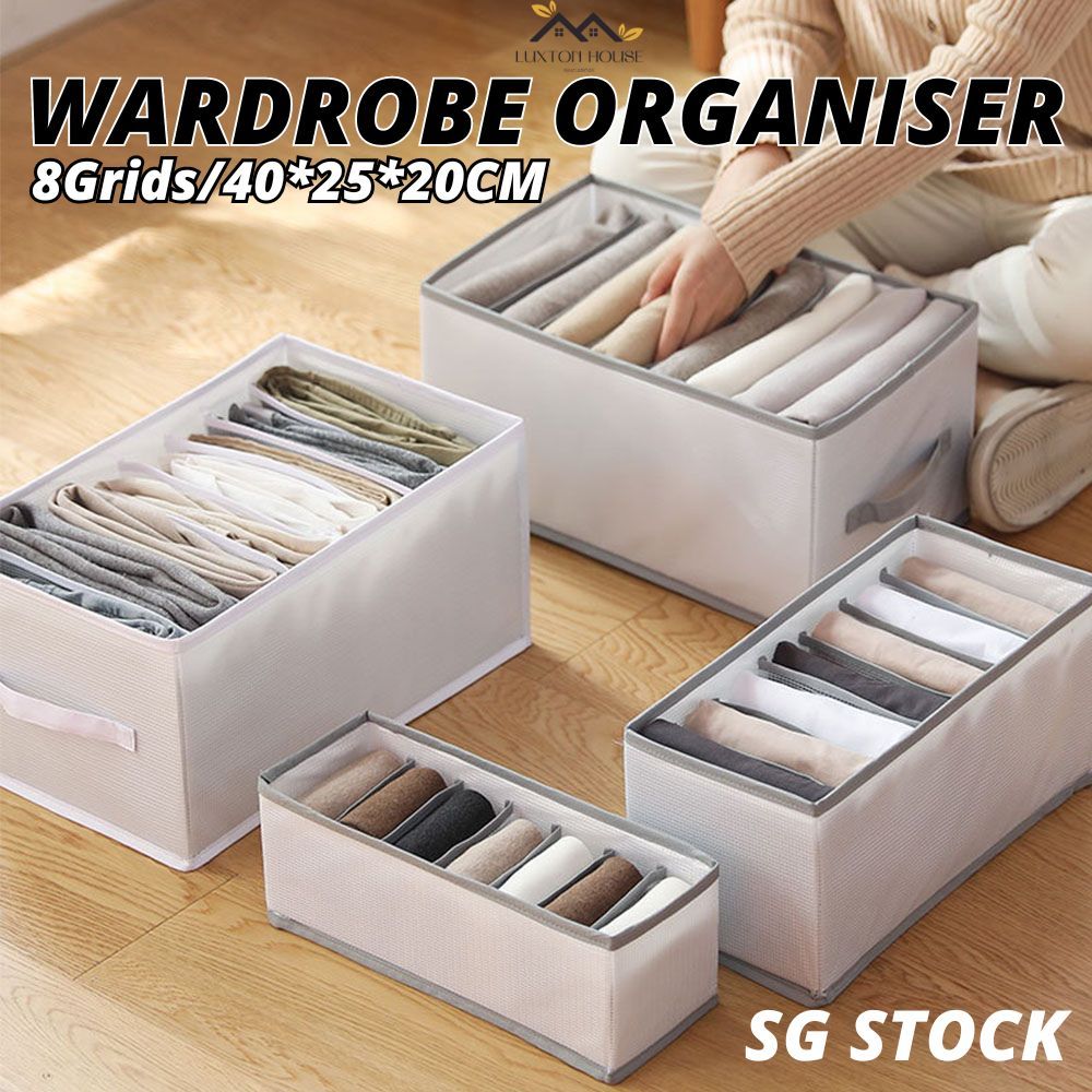 {SG} Foldable Wardrobe Organiser Clothes Organizer Mesh Clothes Storage ...