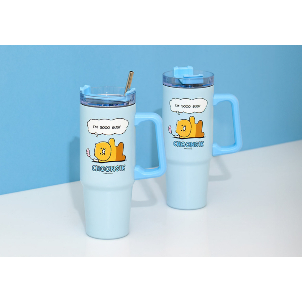 [KAKAO FRIENDS] CHOONSIK CARTOON BLUE HANDLE TUMBLER CHOONSIK | Shopee ...