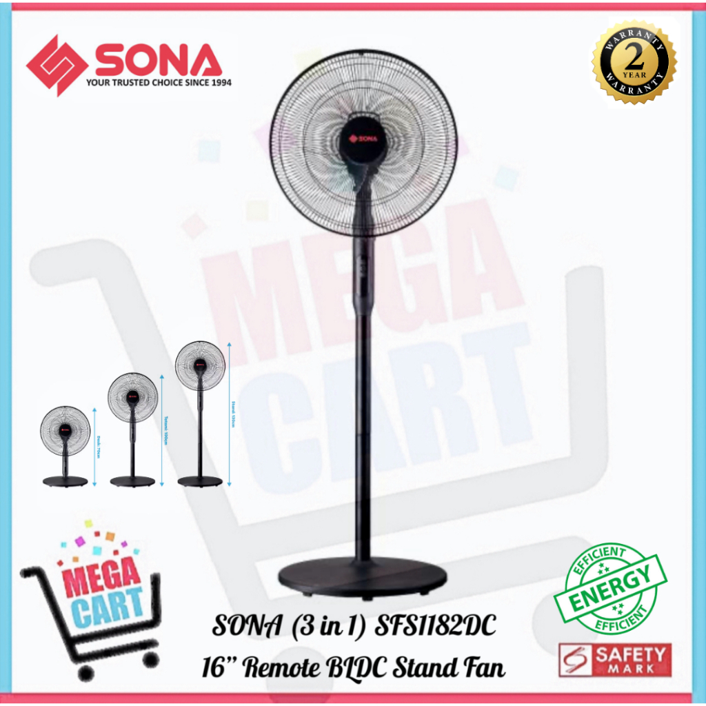 Sona (3 in 1) 16" Remote Brushless DC Motor Stand | Tatami Fan SFS1182DC | SFS 1182DC (2 Years ...