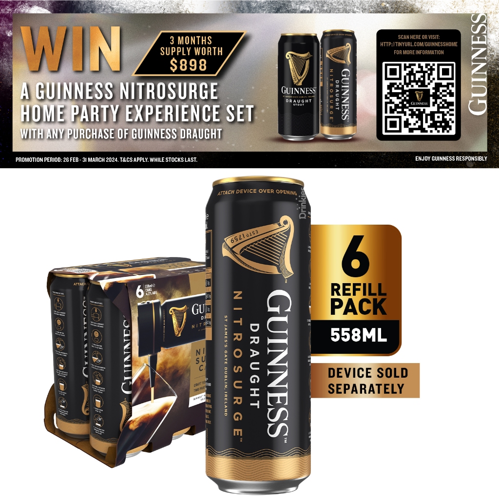 Guinness Nitrosurge Refill Pack Can, 6 x 558ml [Device not included ...