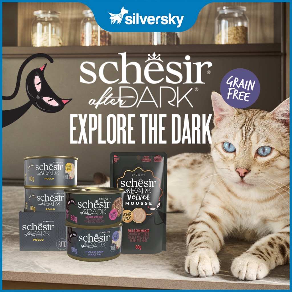 Schesir After Dark Complete and Balanced Wet Food for Adult Cat 80g - Real Meat Fillet, Pate ...