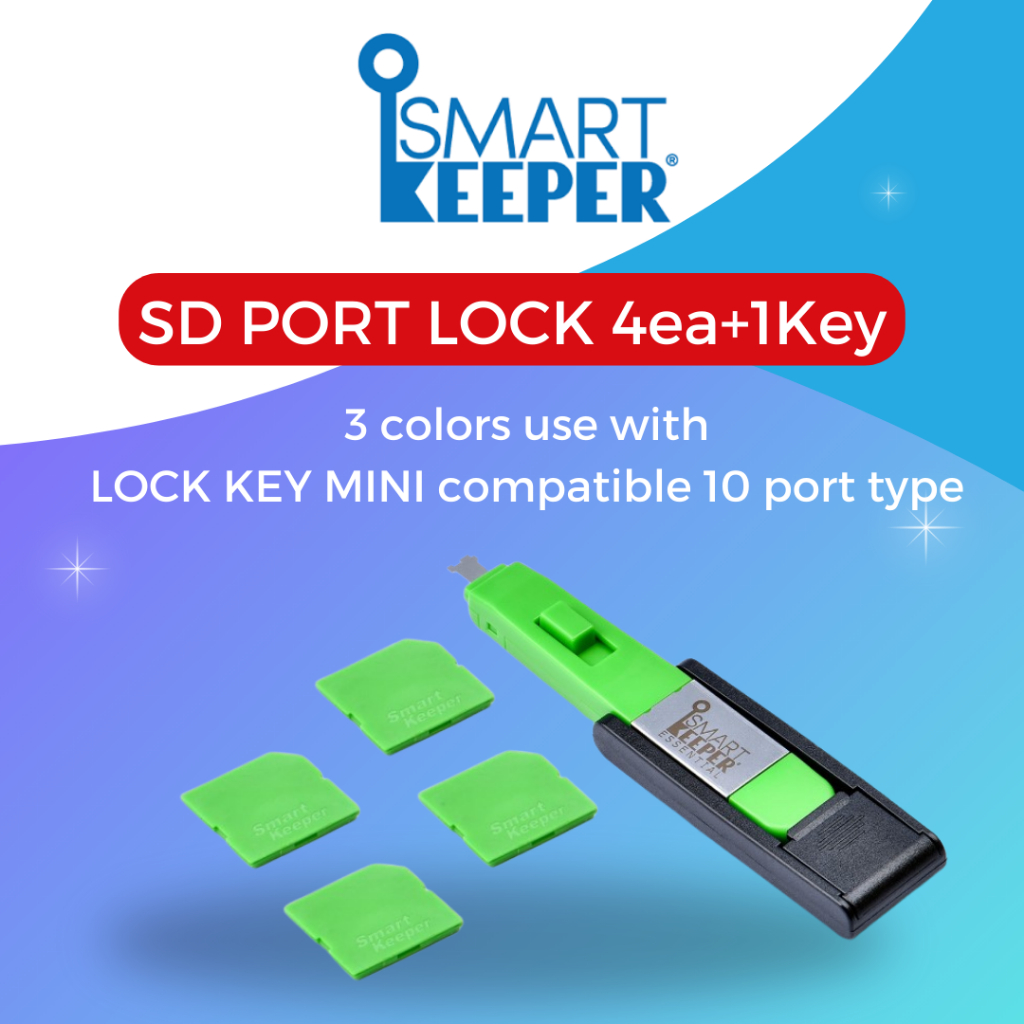 SMARTKEEPERS SD card Port lock 4 (SD port blocker 4 + 1 Lock key mini ...