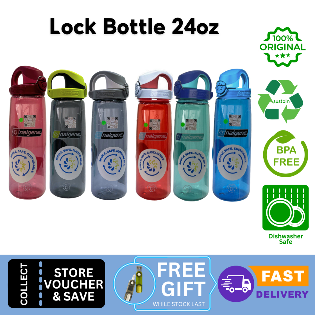 Nalgene On The Fly (OTF) Lock Top Plastic Water Bottle BPA-Free 24Oz ...