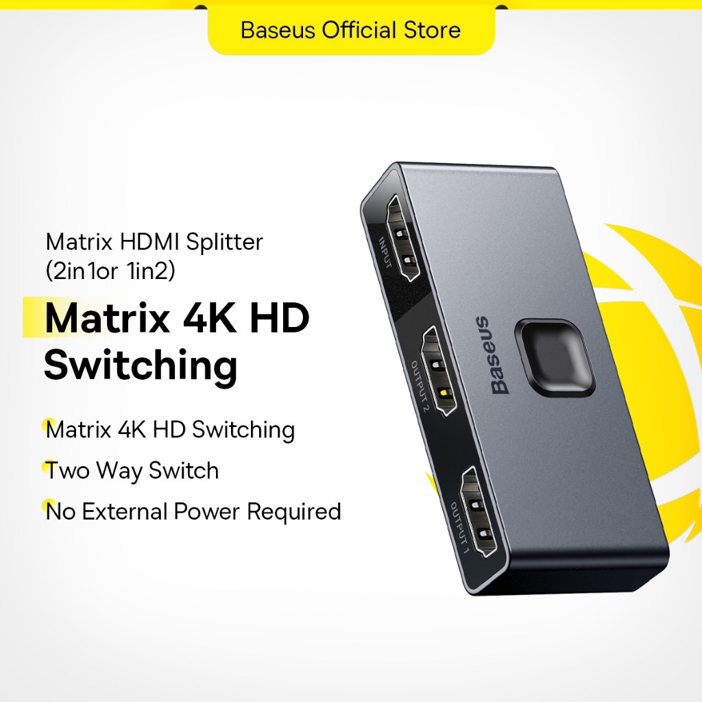 Baseus HDMI Splitter 4K 60Hz Bi-Direction HDMI Switch 1x2/2x1 HDR HDMI ...