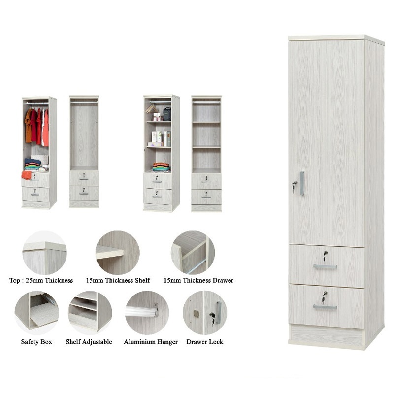 Slim Wardrobe With Door Or Drawer (3M-4112/3) | Shopee Singapore