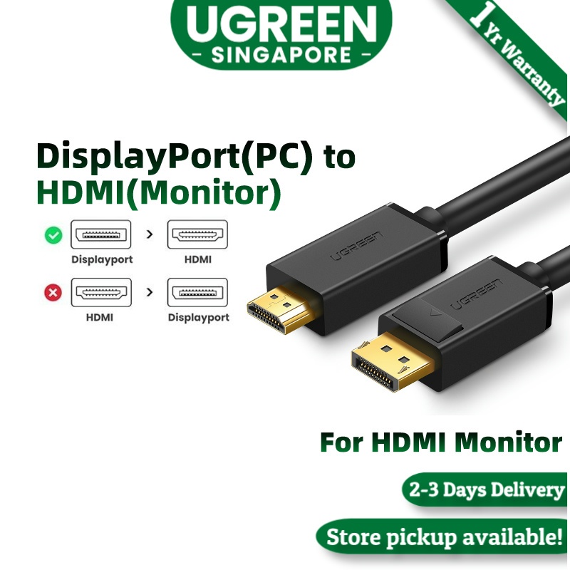 UGREEN 4K Displayport to HDMI (Monitor) Cable single direction UHD DP ...