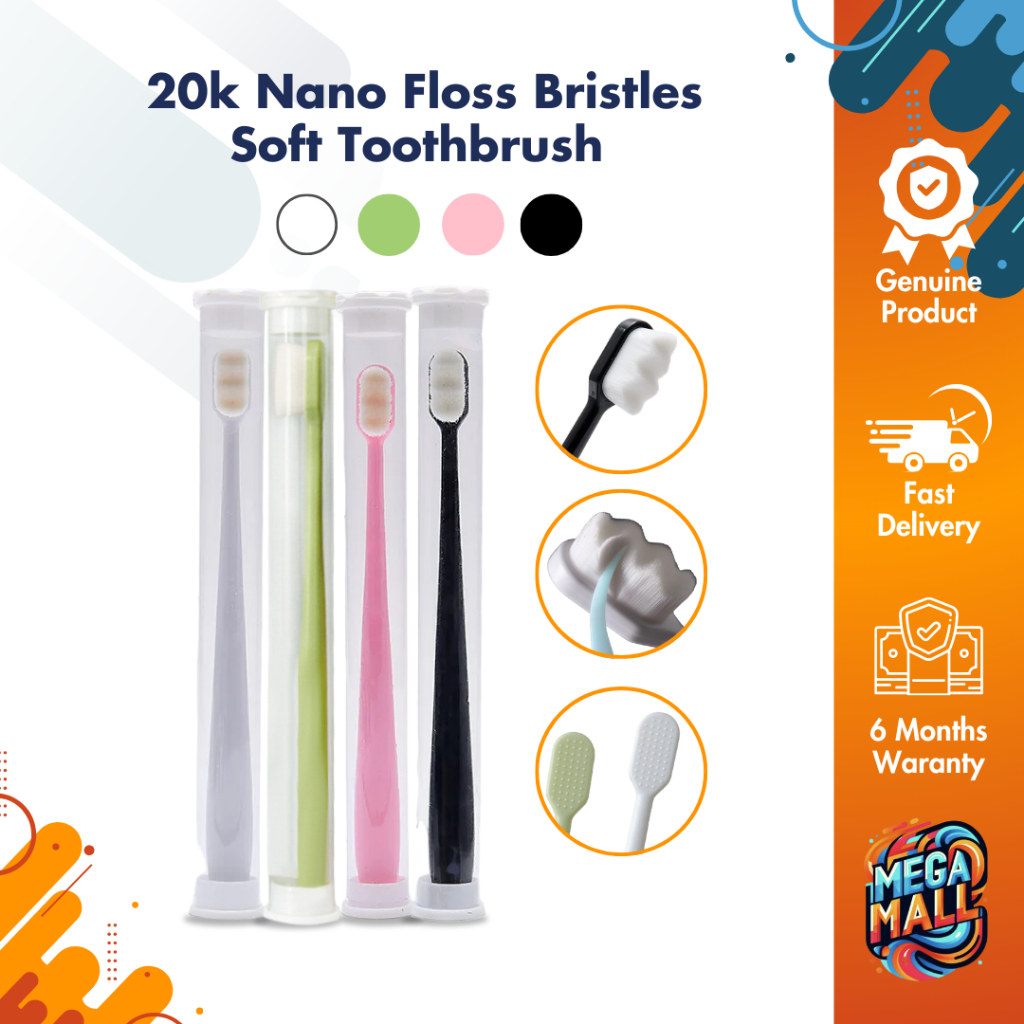 Nano Bristles Toothbrush - 20k Soft Floss, Wave Design, Gentle Dental ...