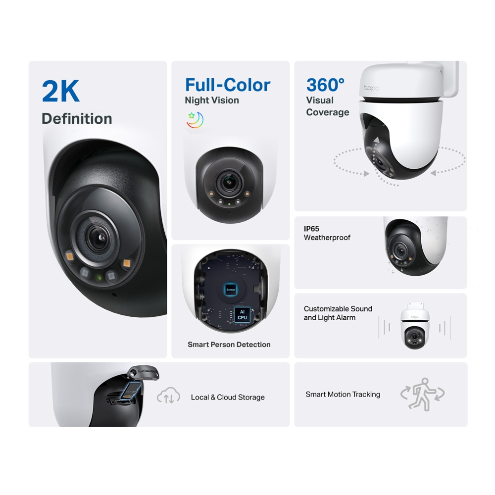 TP-Link Outdoor Pan/Tilt 360° Motion Tracking Security Network CCTV ...