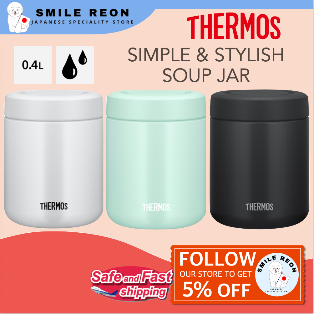 【Direct from Japan】Thermos Vacuum Insulated Soup Jar 400ml JBR-401 (mint/white/black) Simple ...