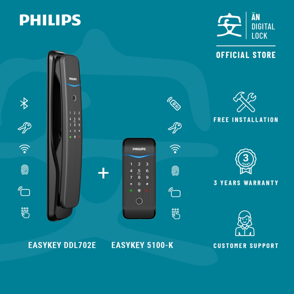 Philips DDL702E Door Lock + Philips Easykey 5100-K Gate Lock | AN ...