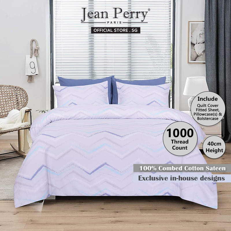 Jean Perry Luxury Hotel 1000TC Cotton Quilt Cover Set I Fitted Sheet I ...