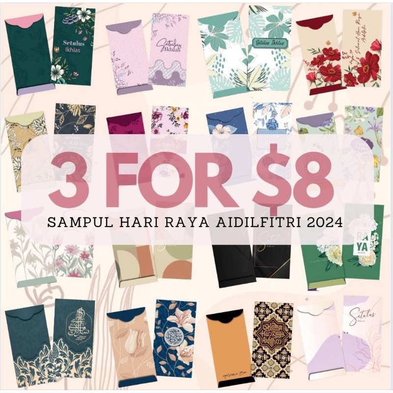SALE Sampul Duit Hari Raya (Money Envelope 2024) Floral Cartoon ...
