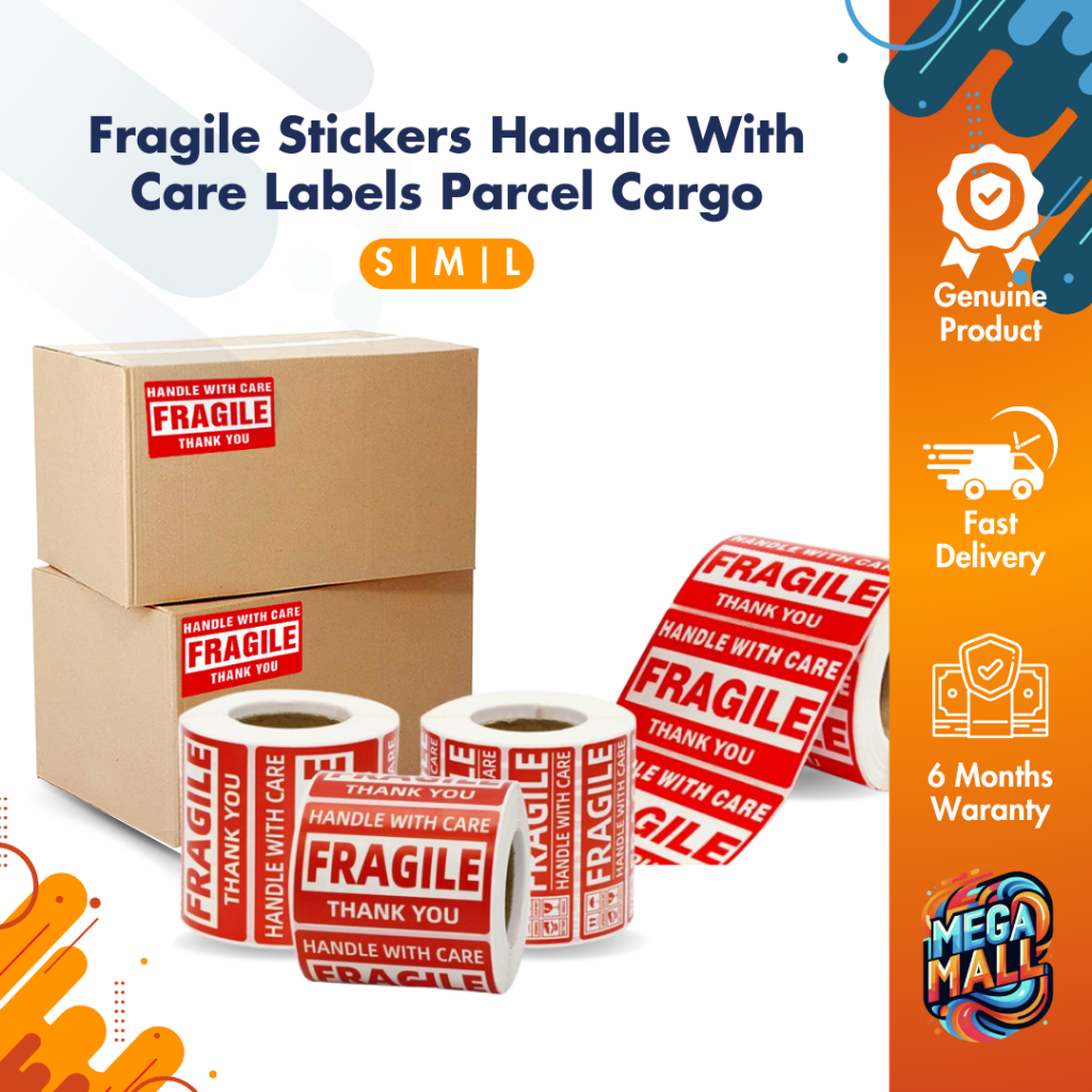 Fragile Handle With Care Stickers - Parcel, Cargo Labels, Carton Boxes ...