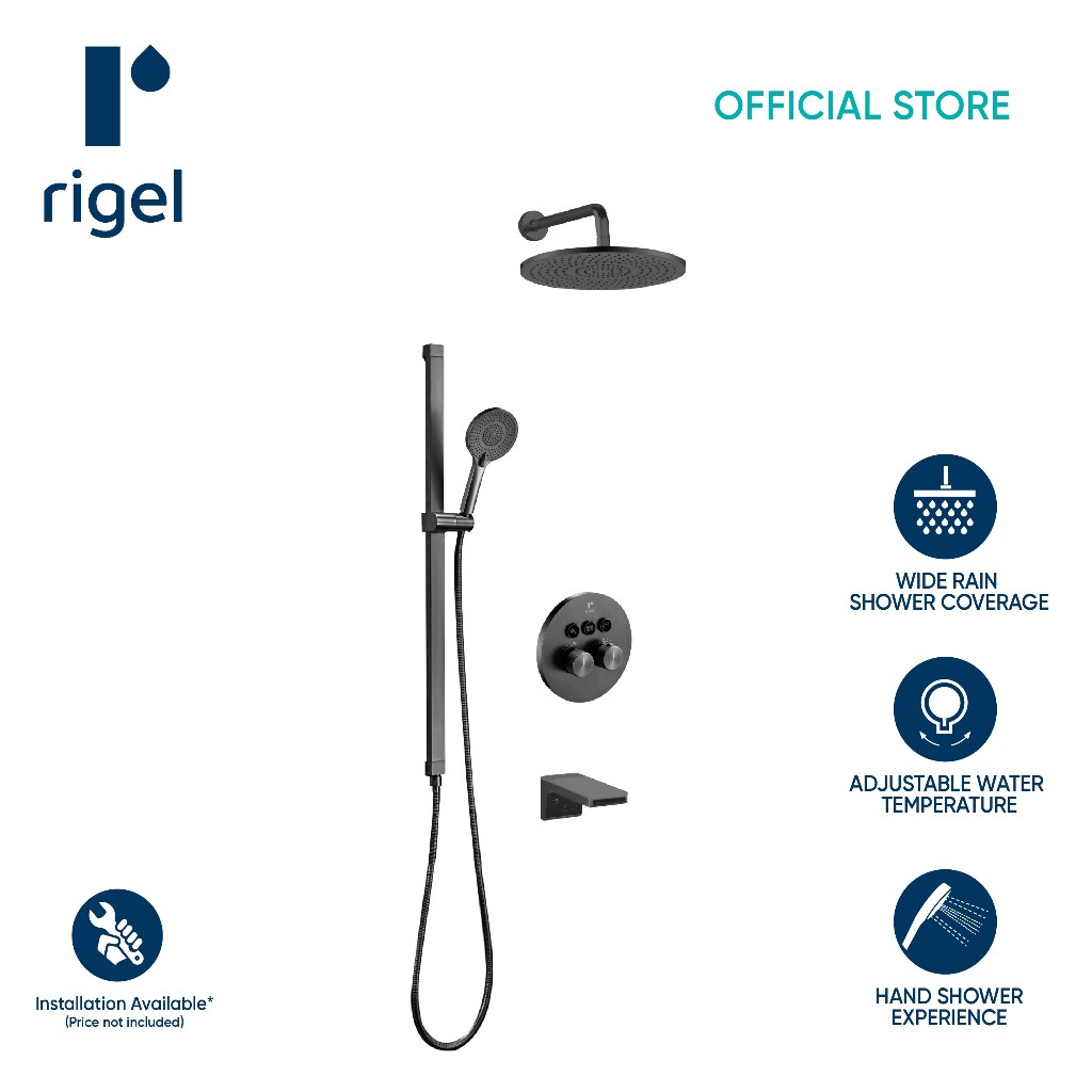 RIGEL Gunmetal Concealed Rain shower system Stellar 3.0 | Shopee Singapore