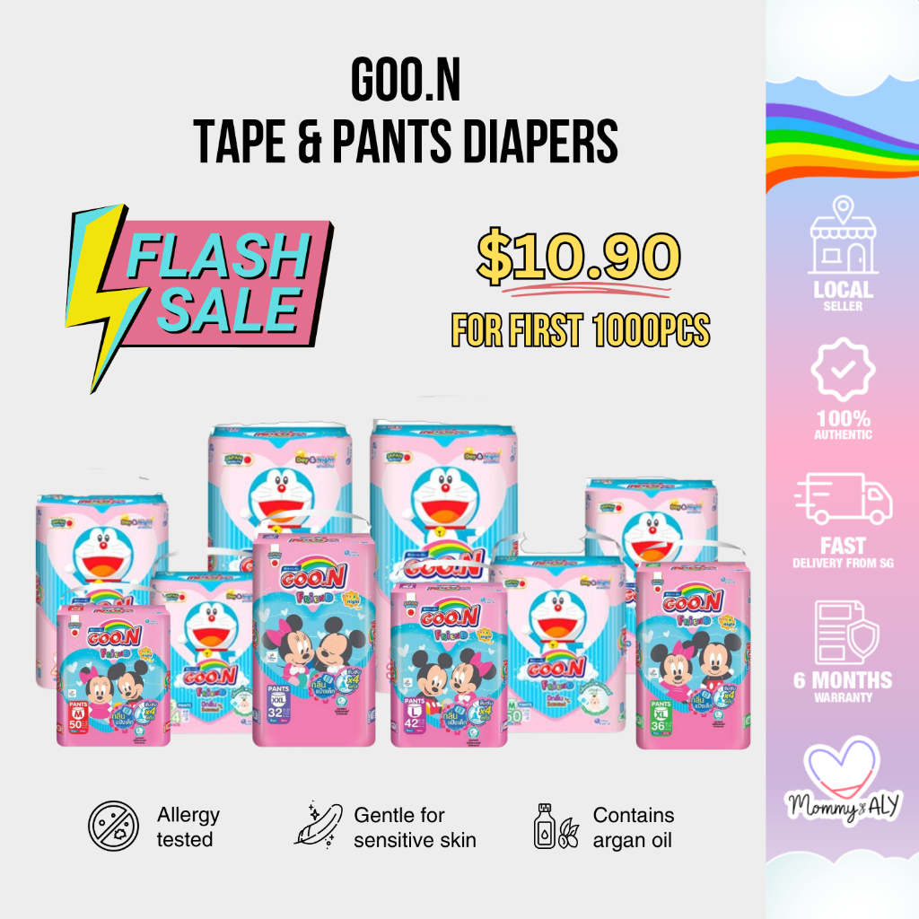 GOO.N Friend Baby Powder Diaper Pants Doraemon Mickey & Minnie S-XXL ...