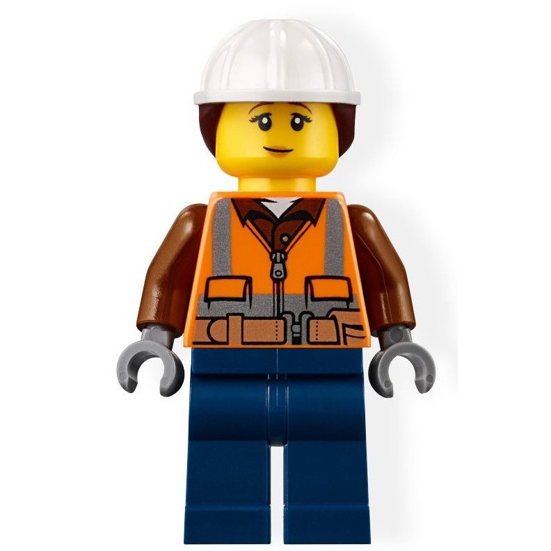 Original Lego City - Construction Worker (Female, Orange Safety Vest ...