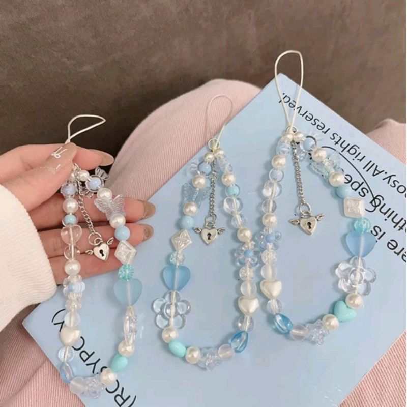 [Local Seller] 1 Piece Girl Heart Beautiful Light Blue Phone Charm Love ...