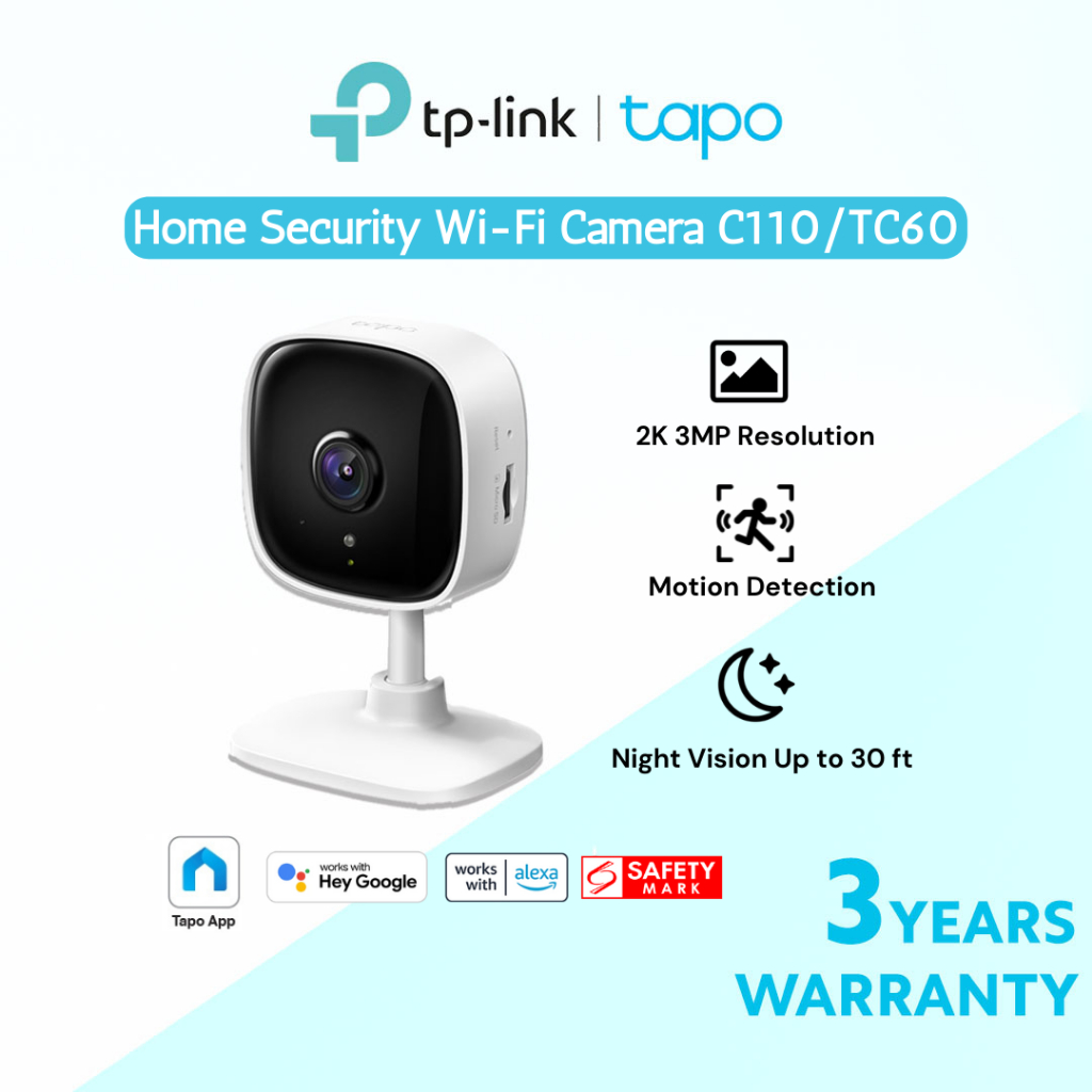 TP-Link 2K Full HD Home Security IP CCTV Camera Tapo C110/TC60 (Night View/Motion Detect ...