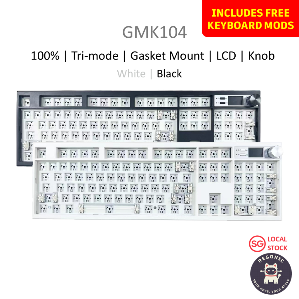 [ SG INSTOCK] GMK104 100% 104 Keys Wireless Keyboard Barebones Volume Knob LCD screen RGB ...