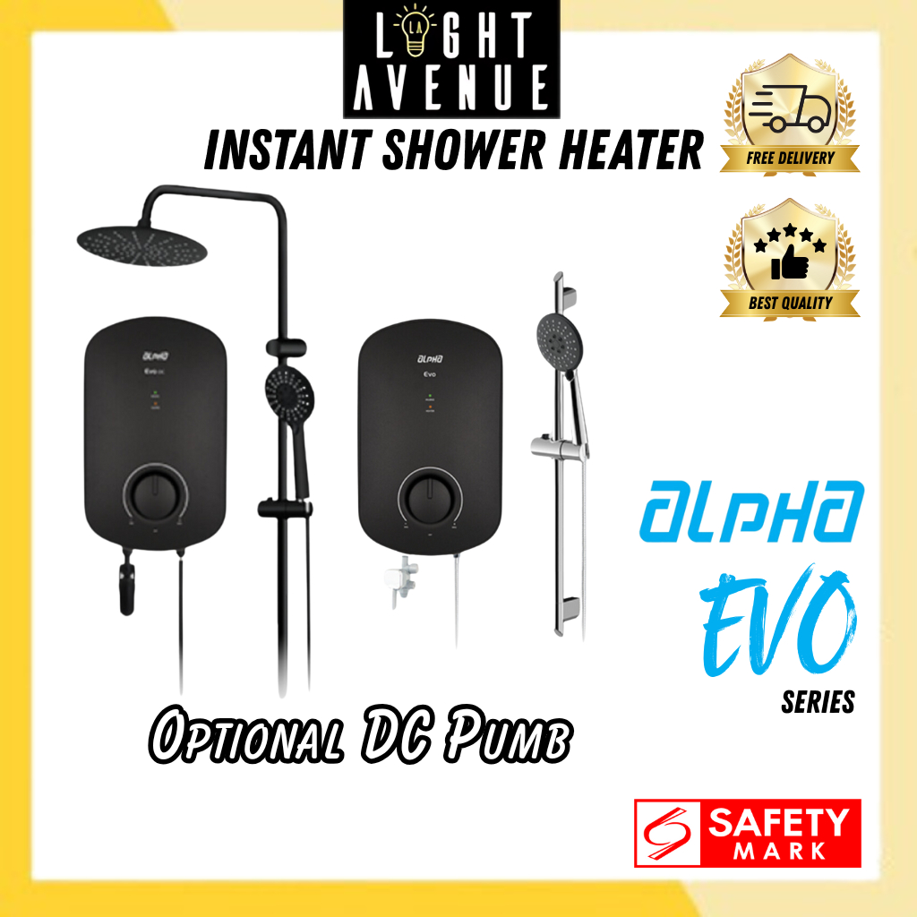 ALPHA Evo/Evo-RS/Evo-DC-RS Instant Water Heater with Optional Rain Shower Set & DC Pump | Shopee ...
