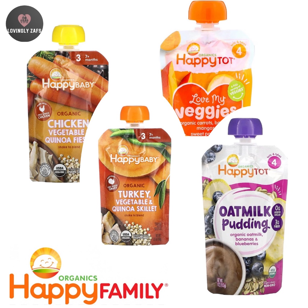 Happy Family Purees, Pouches, Stage 1, 2, 3, 4, 4m+, 6m+, 7m+, >2years ...