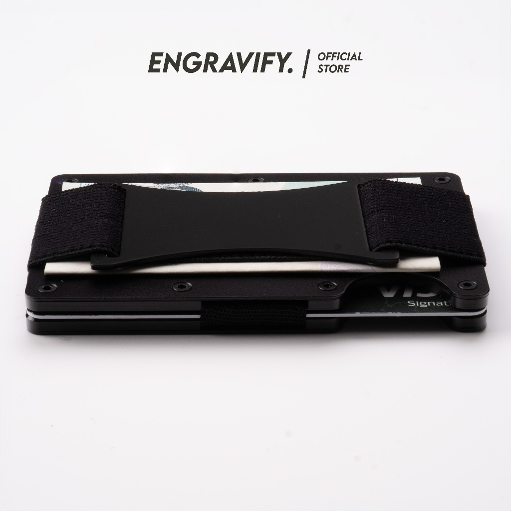 ENGRAVIFY Black Minimalist Slim Wallet For Men - RFID Blocking Credit ...