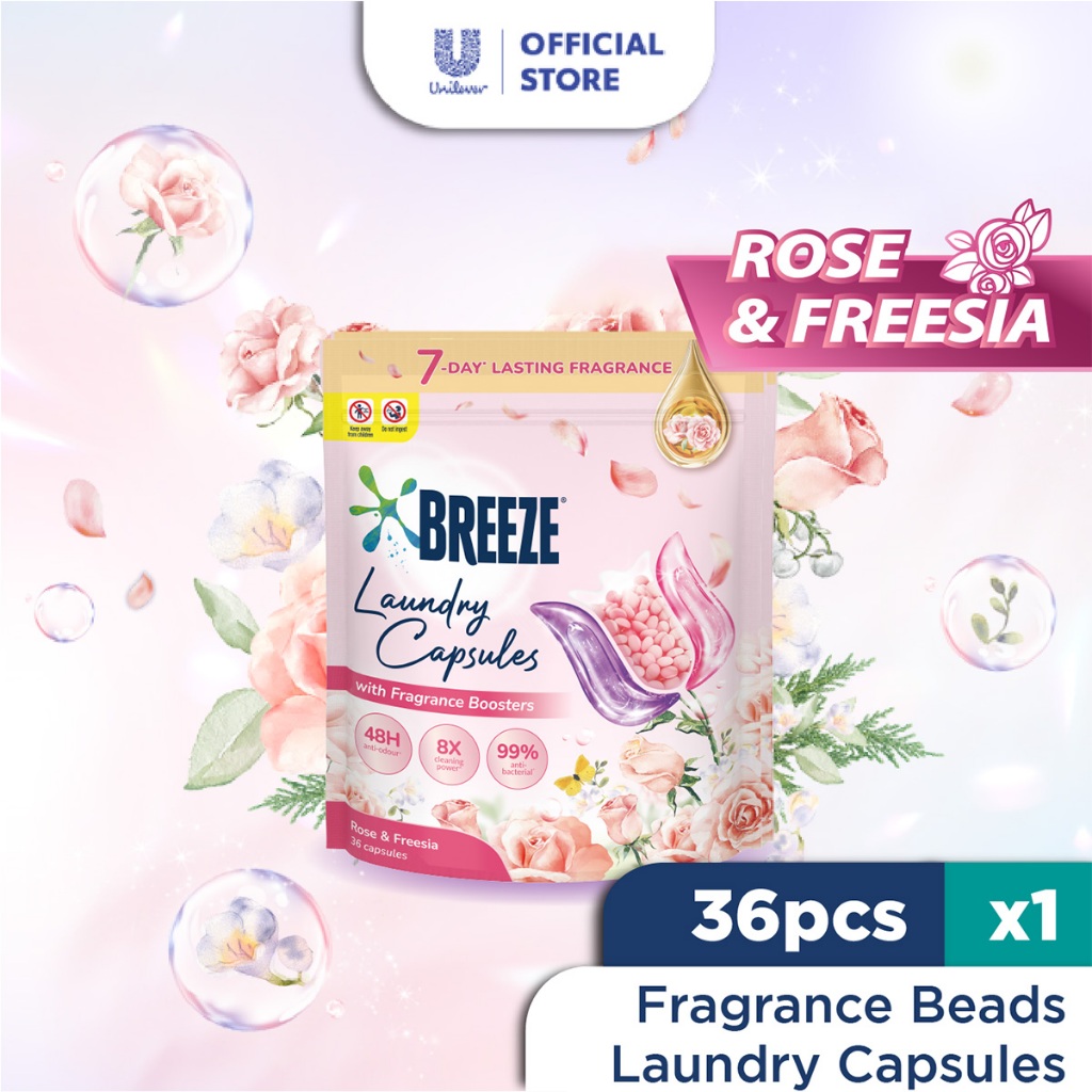 Breeze Laundry Capsules with Fragrance Booster Beads 36 pcs | Shopee ...