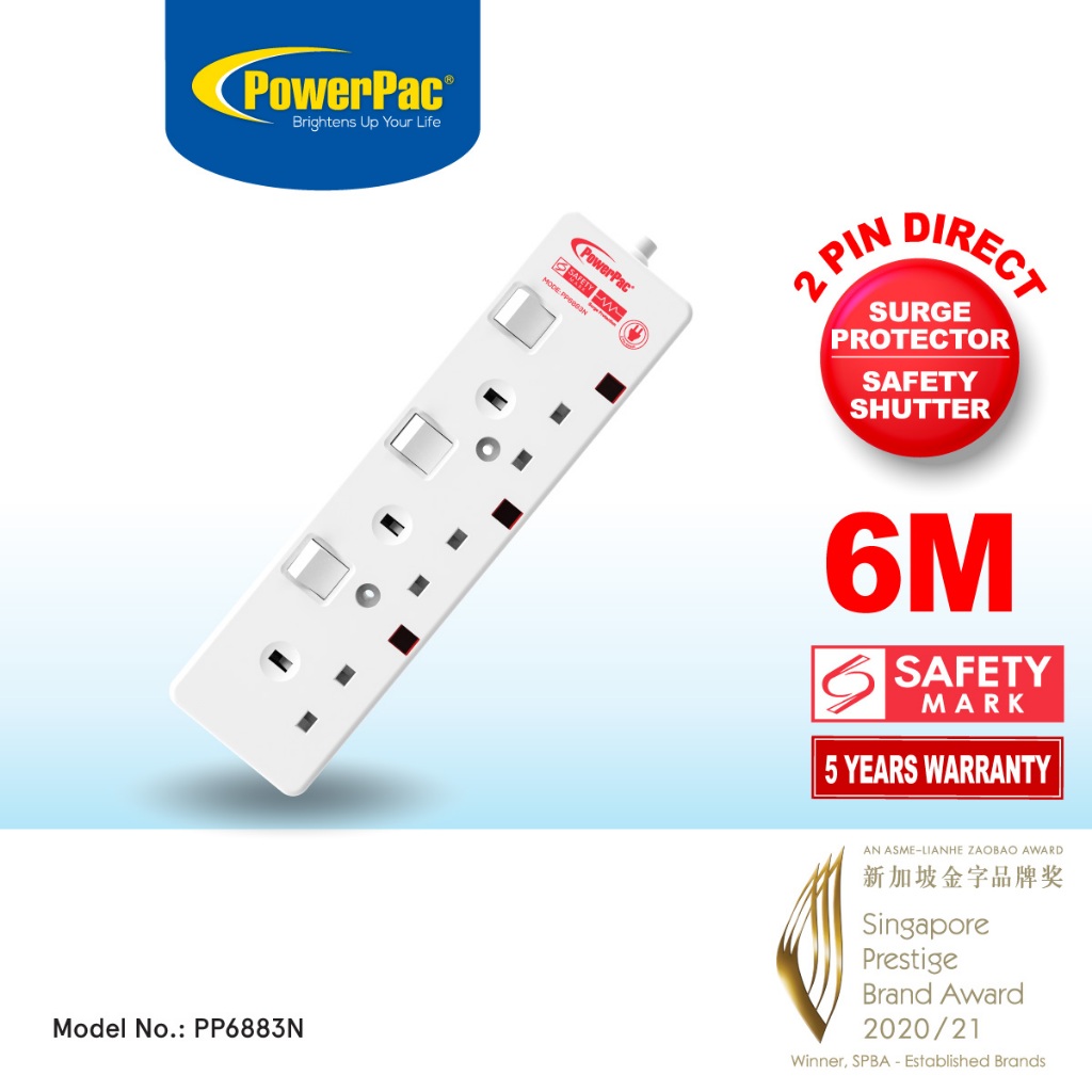PowerPac Extension Socket Extension Cord, Power Cord, Power Extension 3 ...