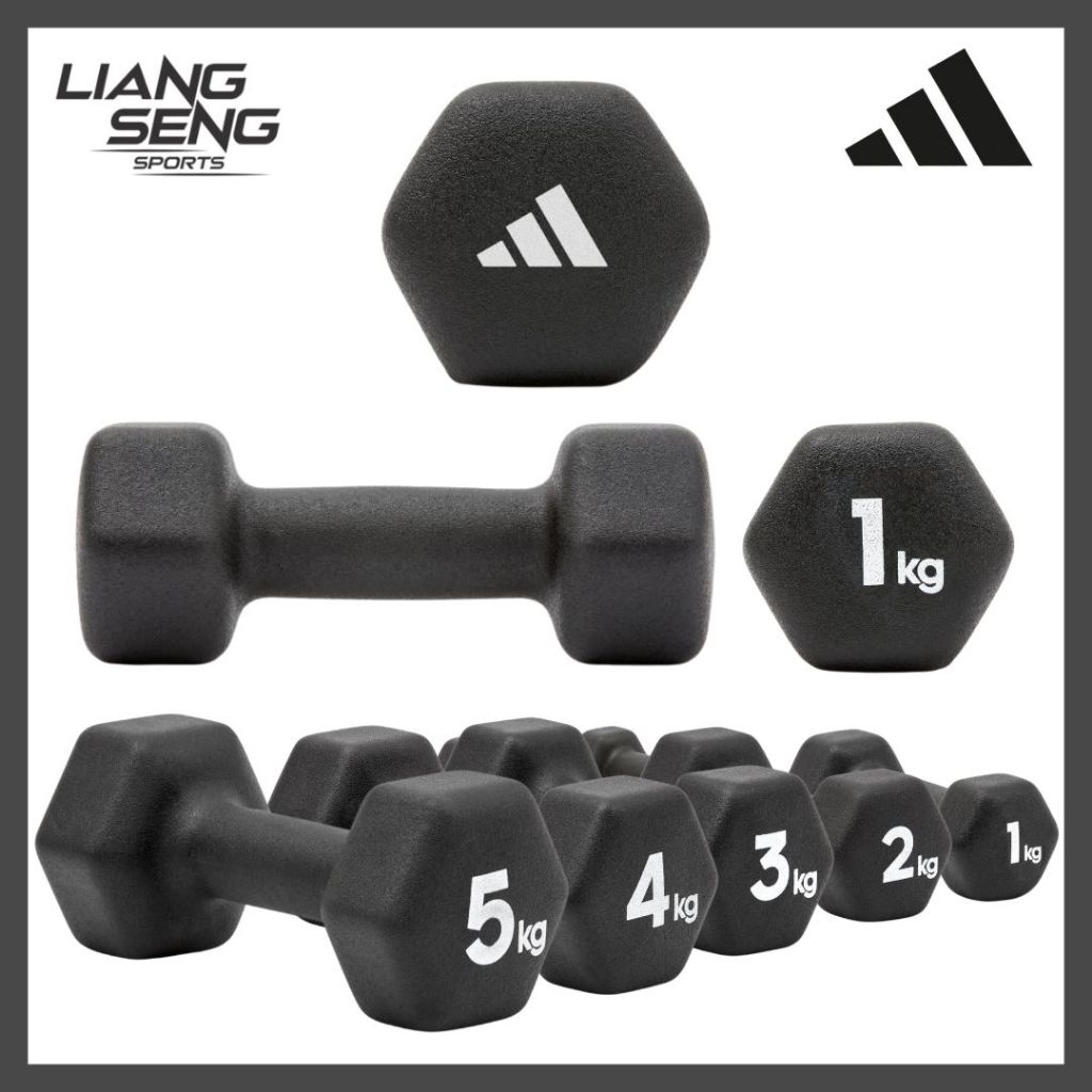 Adidas Hexagonal Neoprene Dumbbell Anti-roll design Weights 1kg 2kg 3kg 4kg 5kg ADWT-11401-5 ...