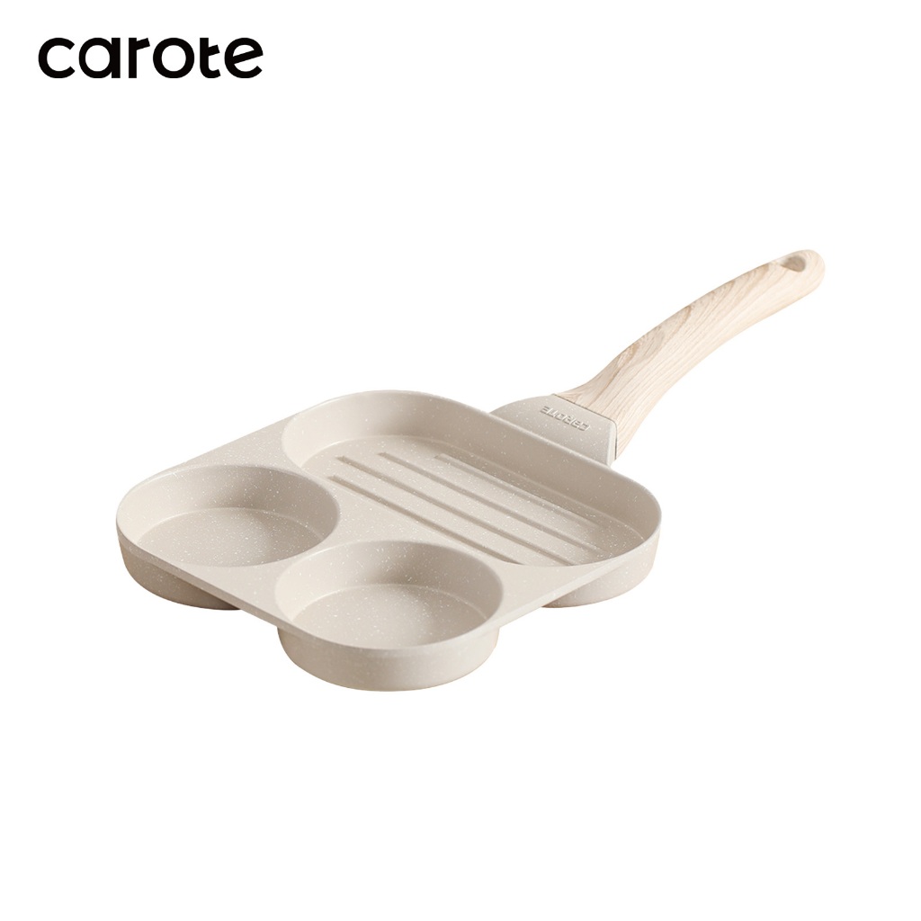 CAROTE Nonstick Frying Pan Egg Burger&Steak 3in1 Multifunctional Kawali ...