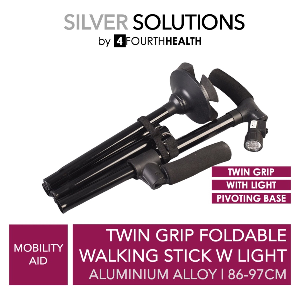Walking Stick Crane w Twin Grip and Light | Extra Support | Foldable ...