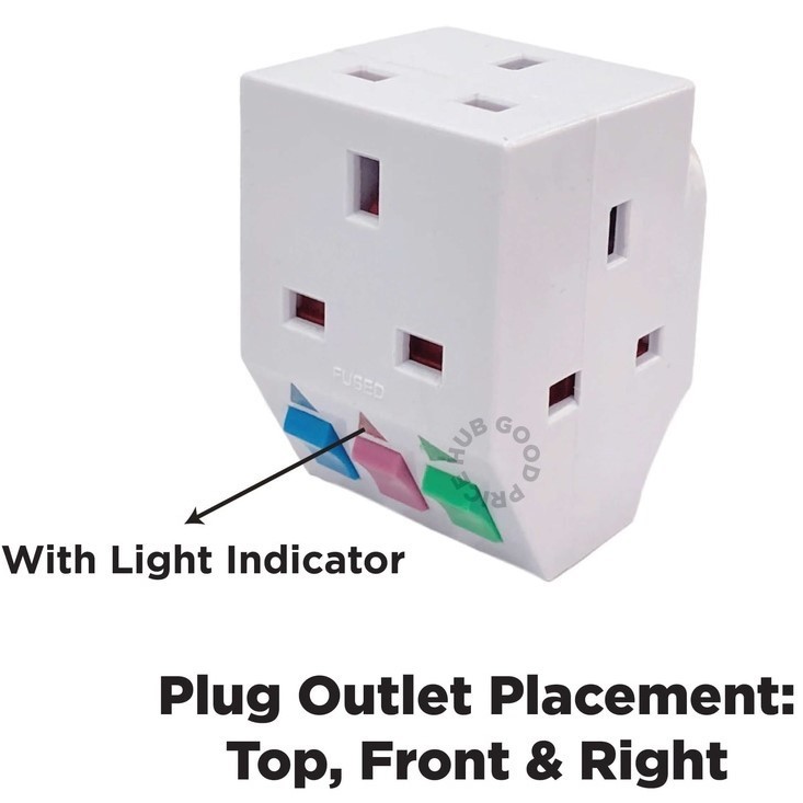 [SG] 3 Way Multi Adapter Plug with Switch / Neon Light - 2 & 3 Pin ...