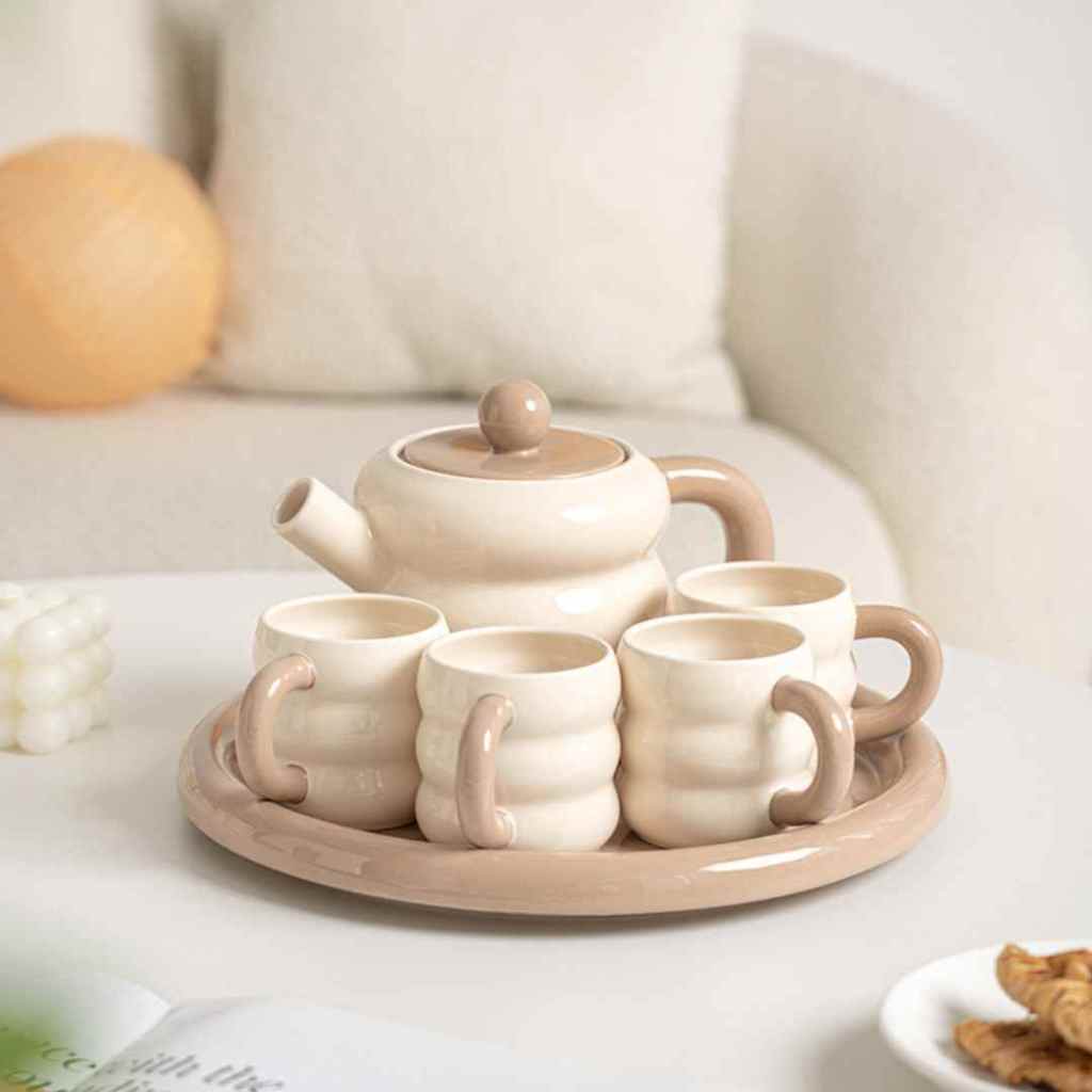 Calpis Teapot Set | 1200ml Teapot with 4 Mugs | Coffeepot Set ...