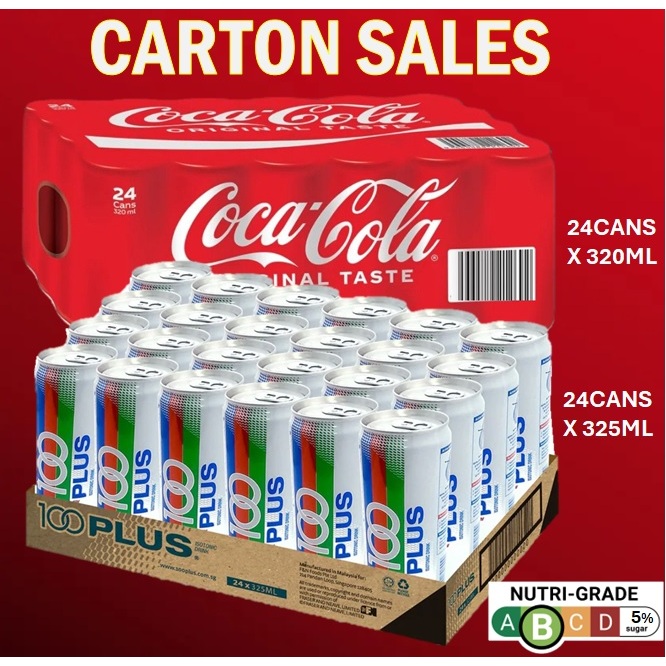 COCA -COKA COKE CLASSIC DRINK/100 PLUS DRINKS- CARTON SALES | Shopee ...