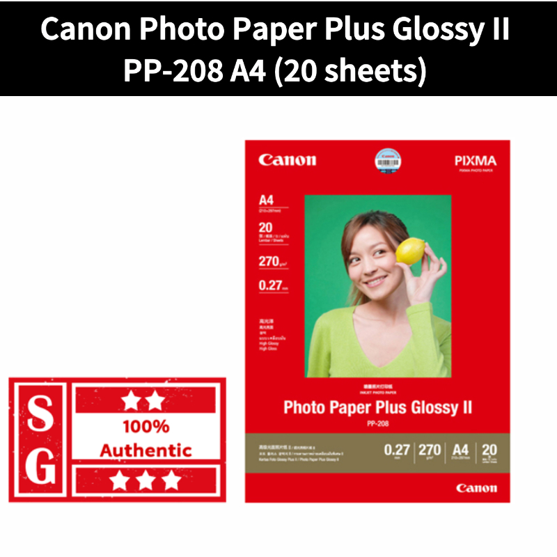 Canon Photo Paper Plus Glossy II PP-208 A4 20 sheets Canon PP208 4R 20/ ...