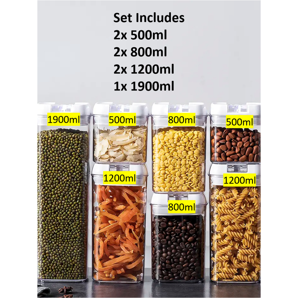 Transparent Plastic Food Storage Container (SET of 7)(Local Stock ...