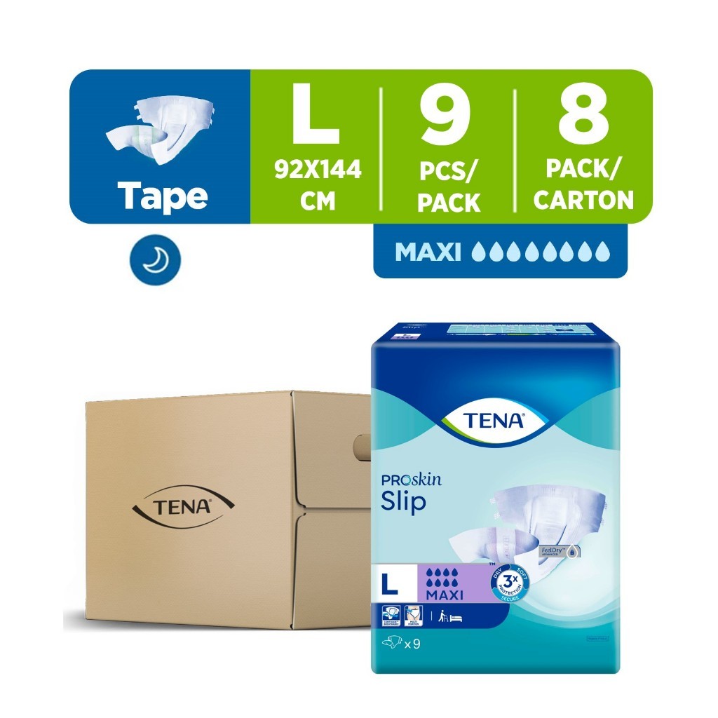 TENA Proskin Slip Maxi Adult Diapers - M9s/L9s/XL24s/Tena Drp Tape M10/L8/XL8 | Shopee Singapore