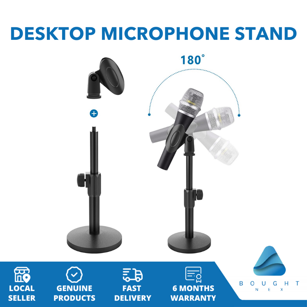 Desktop Microphone Stand Metal Adjustable Round Base Desk Mic Stand ...