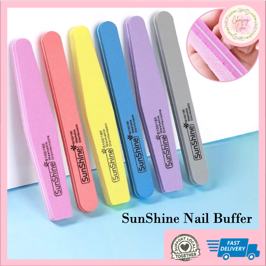 [SG] Nail File Buffer Sponge Double Sided 100/180 Grit Sunshine ...