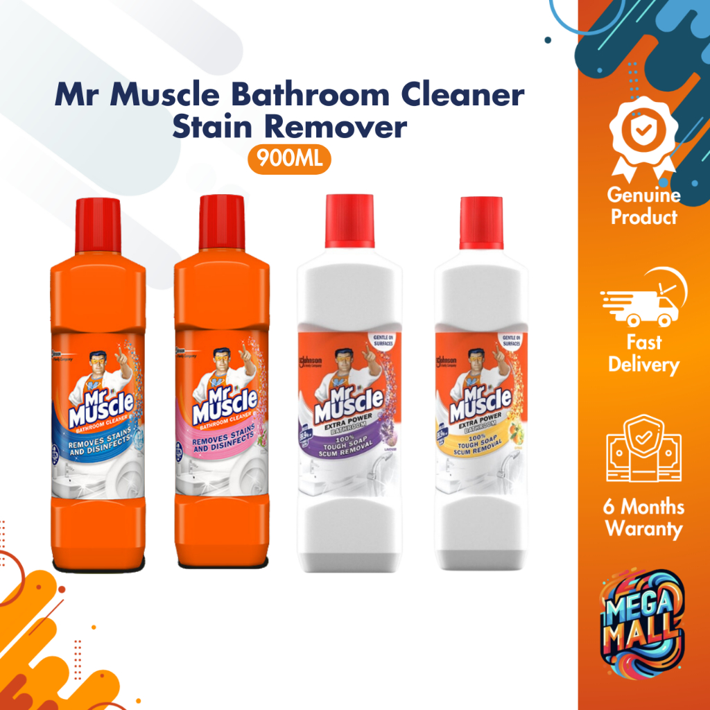 Mr Muscle Bathroom Cleaner 900ml - Stain Remover, Powerful Cleaning ...
