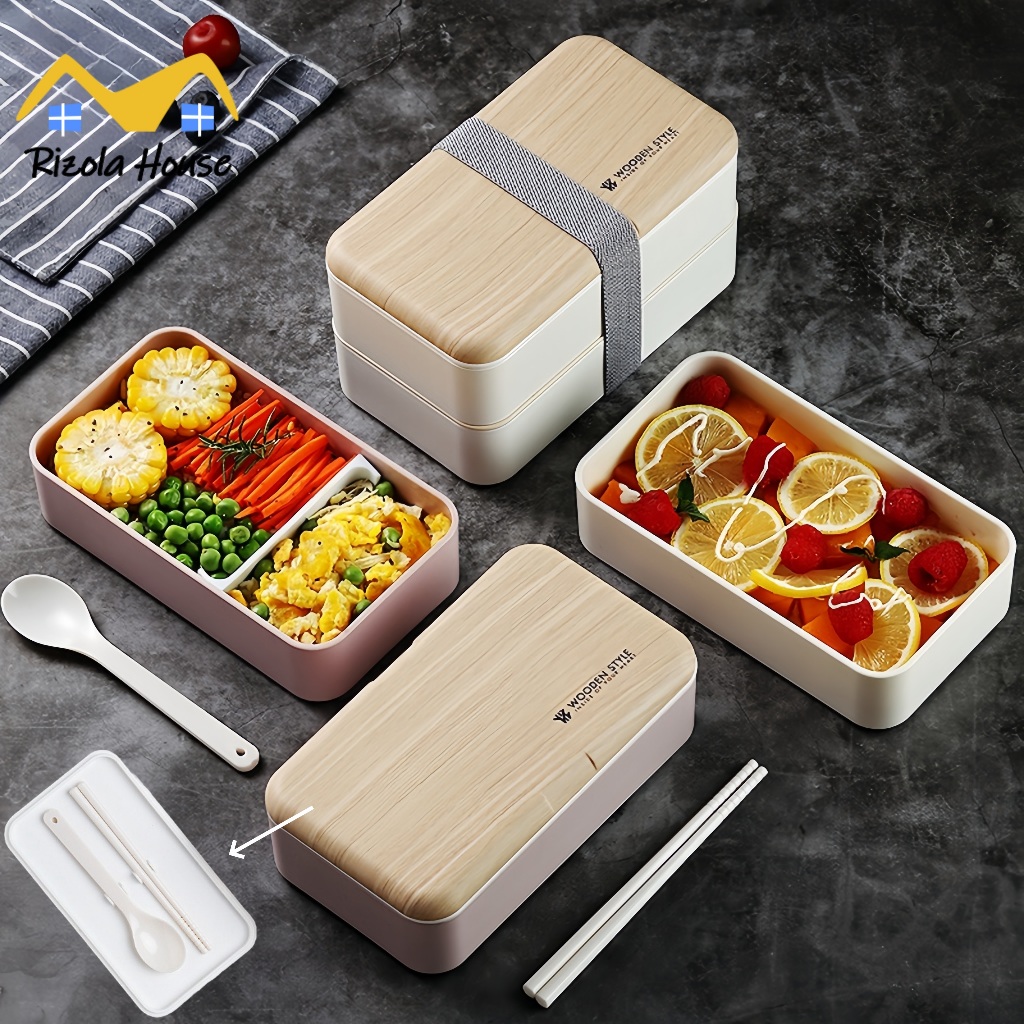 【SG】1200ml Bento Box Microwave Safe Portable Lunch Box Set 2 Layer ...