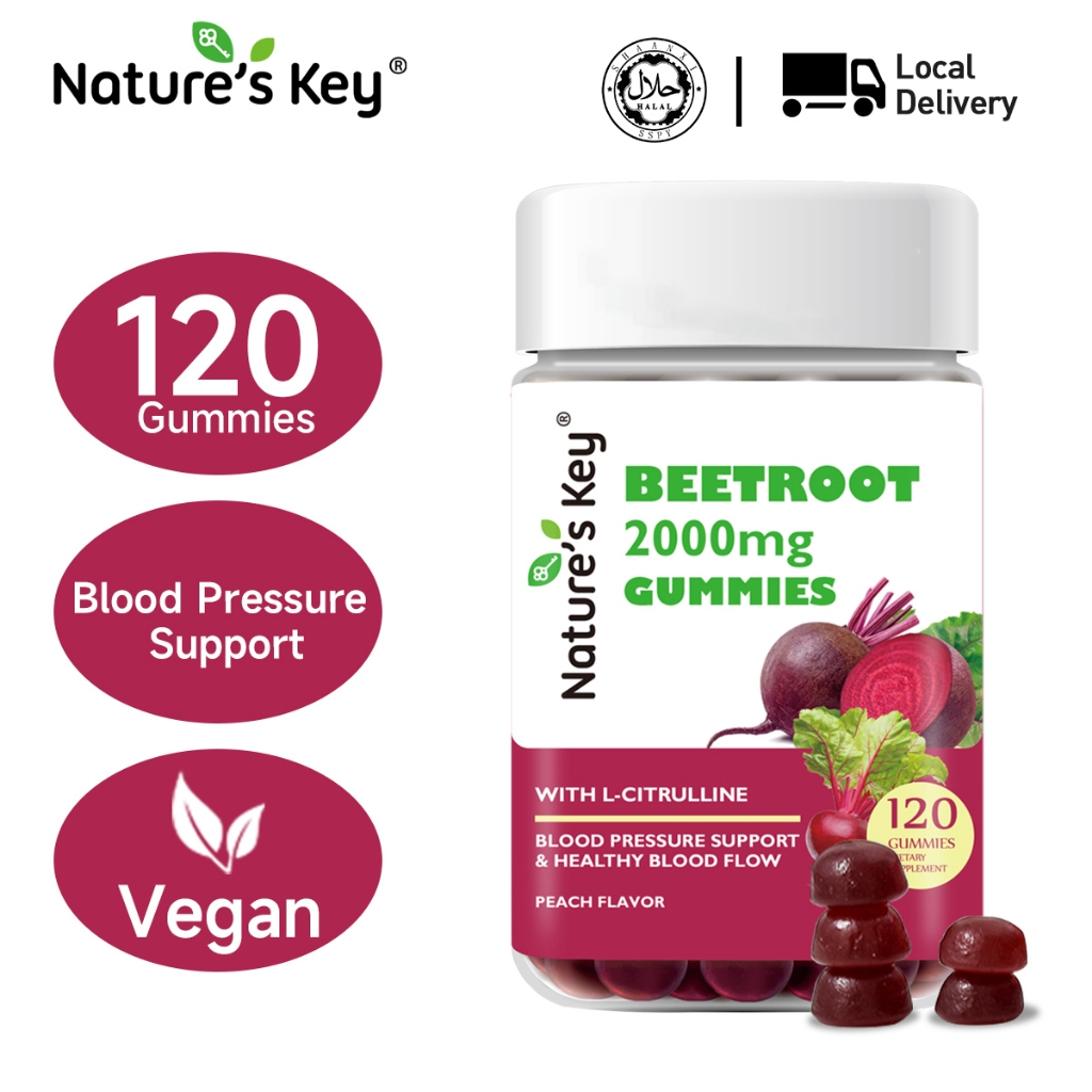 Nature's Key Halal Beetroot Gummies Blood Pressure Circulation Support ...