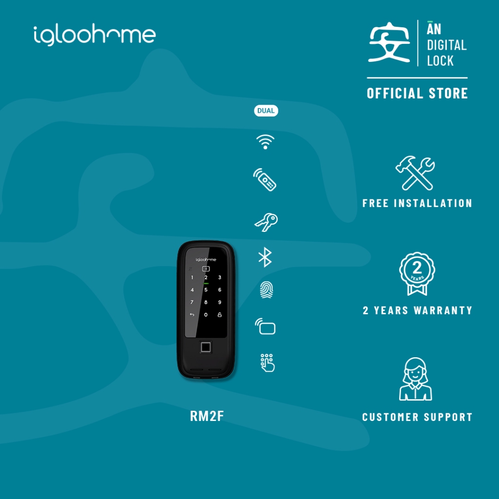 Igloohome RM2F Fingerprint Digital Gate Lock | AN Digital Lock | Shopee ...