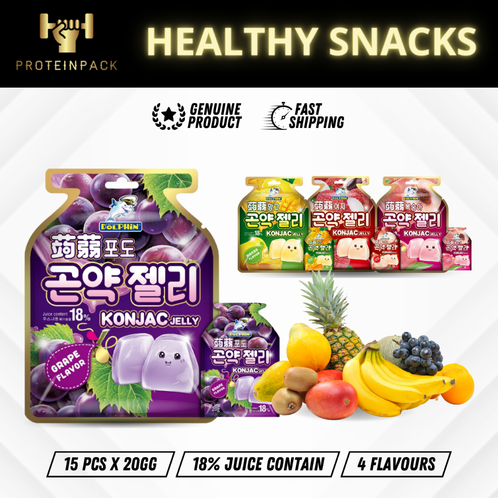 Captain Dolphin Fruity Konjac Jelly Snack 4 Flavors Mango Grape Lychee Peach | Shopee Singapore