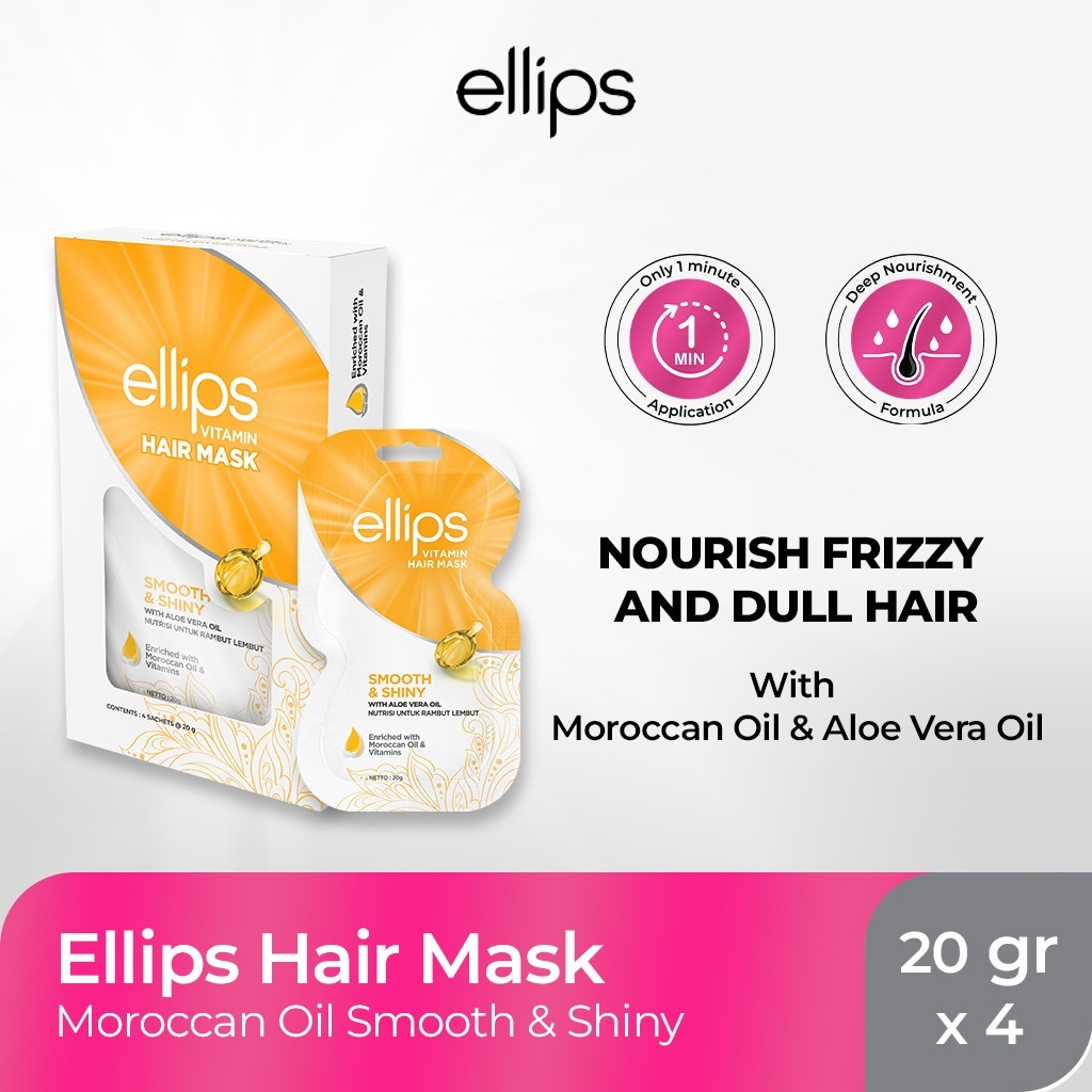 Ellips Hair Mask Box - Moroccan Smooth & Shiny - 4 Sachet | Shopee ...