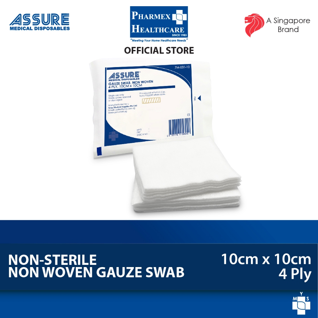 ASSURE Sterile Non-Woven Gauze Swab 10cm x 10cm x 4-Ply, 5 Pce/Pkt ...